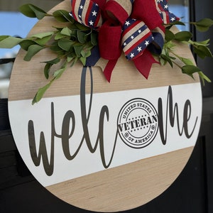 Veteran Door Hanger | Marine Sign | Army Sign | Patriotic Decor | Front ...