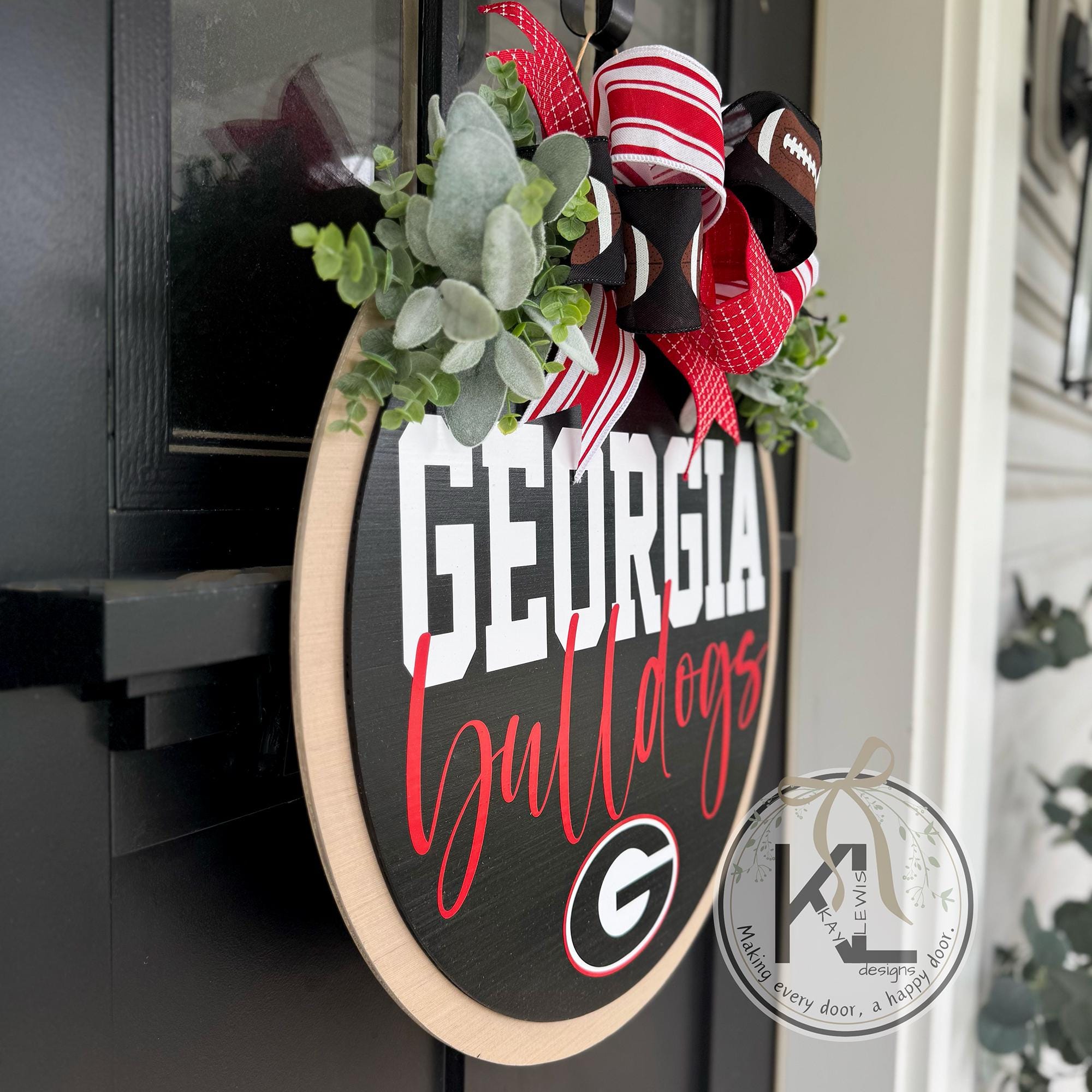 Georgia Door Wreath | Front Door Decor | UGA Door Hanger | Front Door ...