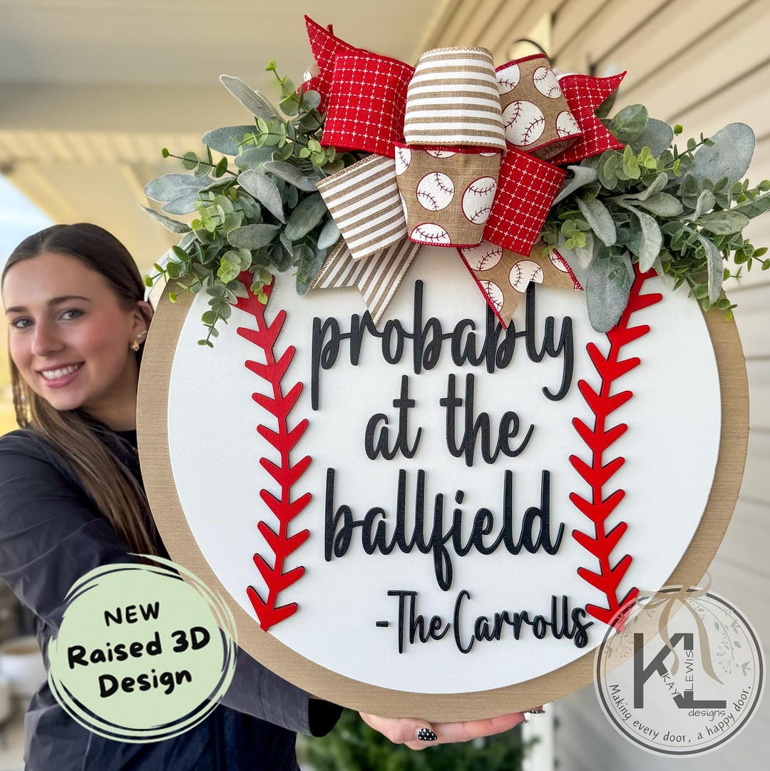 Sports Front Door Decor | Baseball Welcome Sign | Spring Wreath ...