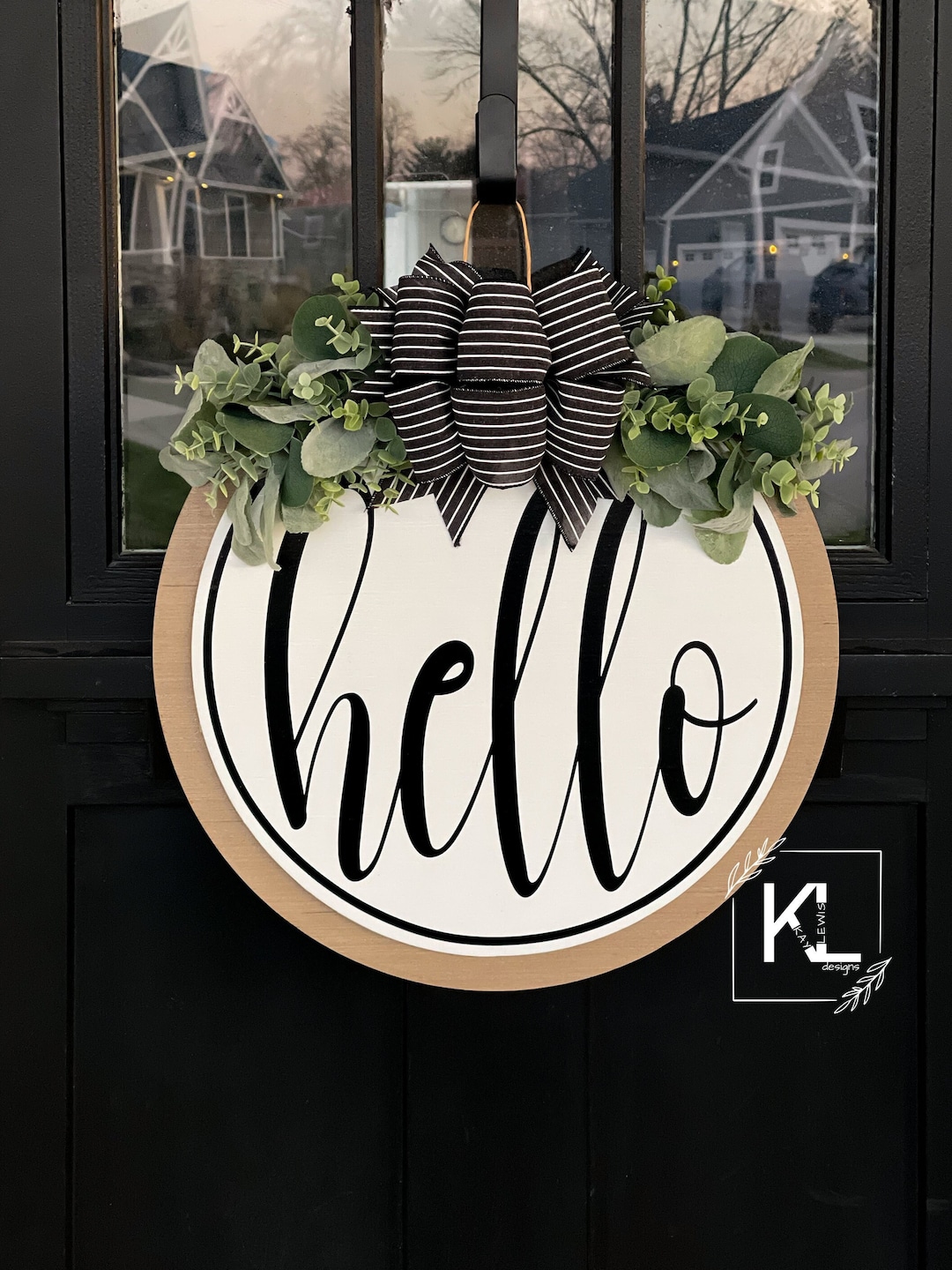 Front Door Decor | Front Door Wreath | Hello | Front Door Sign | Front ...