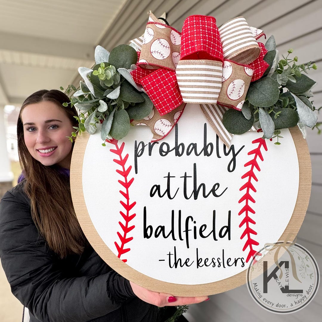Sports Front Door Decor | Baseball Welcome Sign | Spring Wreath ...