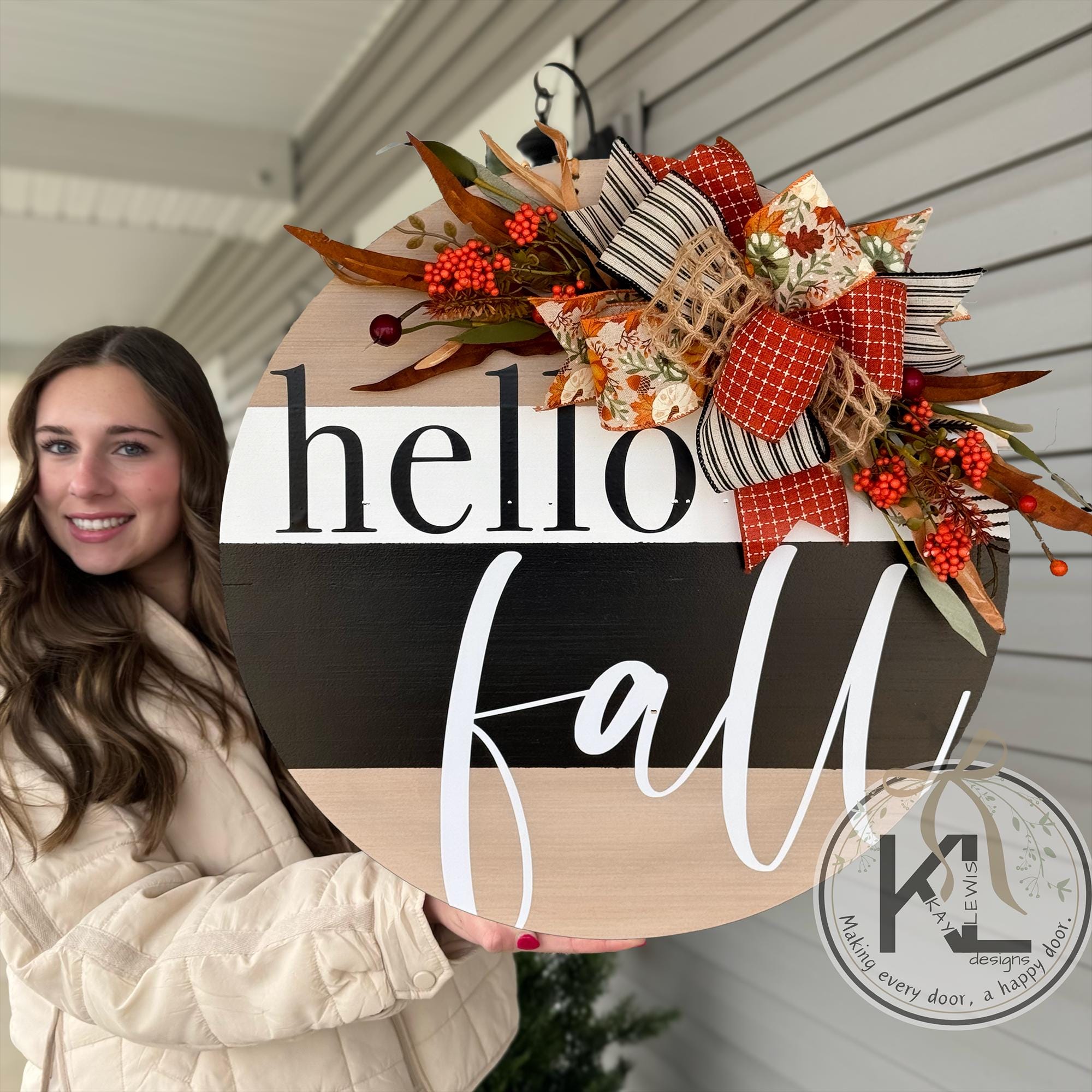 Hello Fall Door Hanger | Fall Decor | Front Door Decor | Fall Porch ...