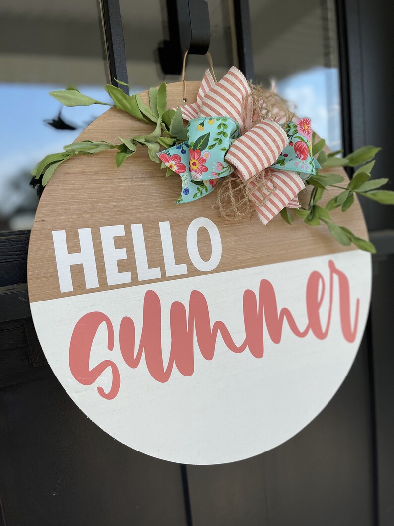 Hello Summer Door Hanger Front Door Decor Summer Door Sign | Etsy