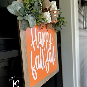 Fall Front Door Decor | Happy Fall Y'all | Fall Front Door Sign | Fall ...