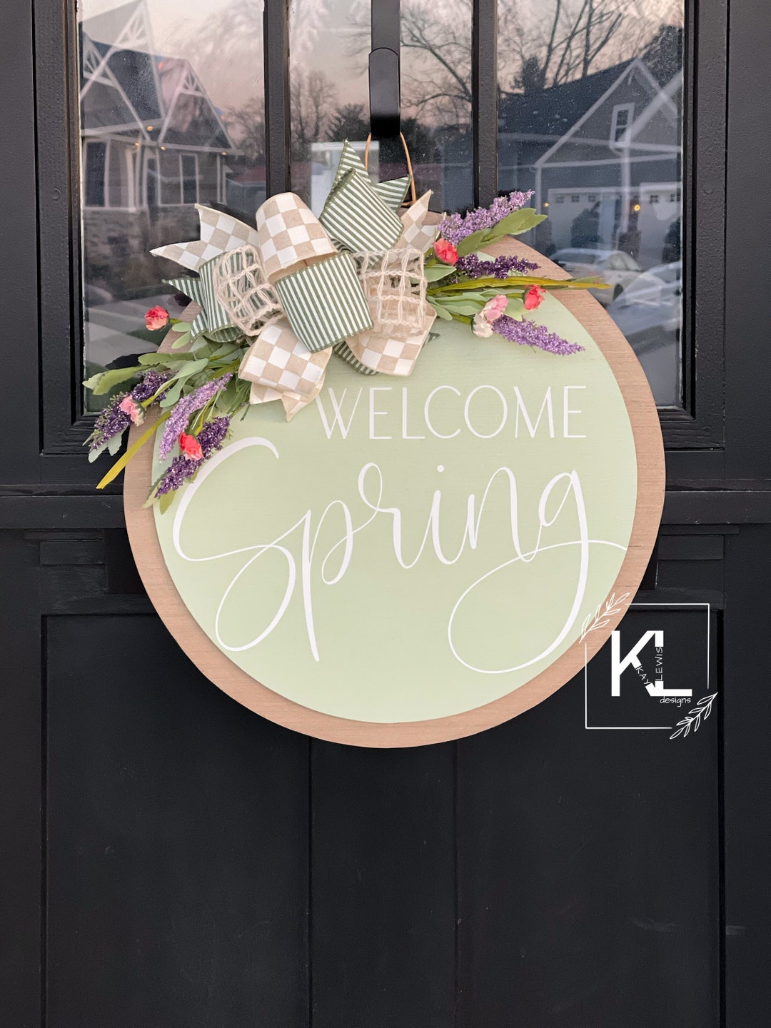 Welcome Spring Door Hanger | Front Door Decor | Spring Door Sign ...