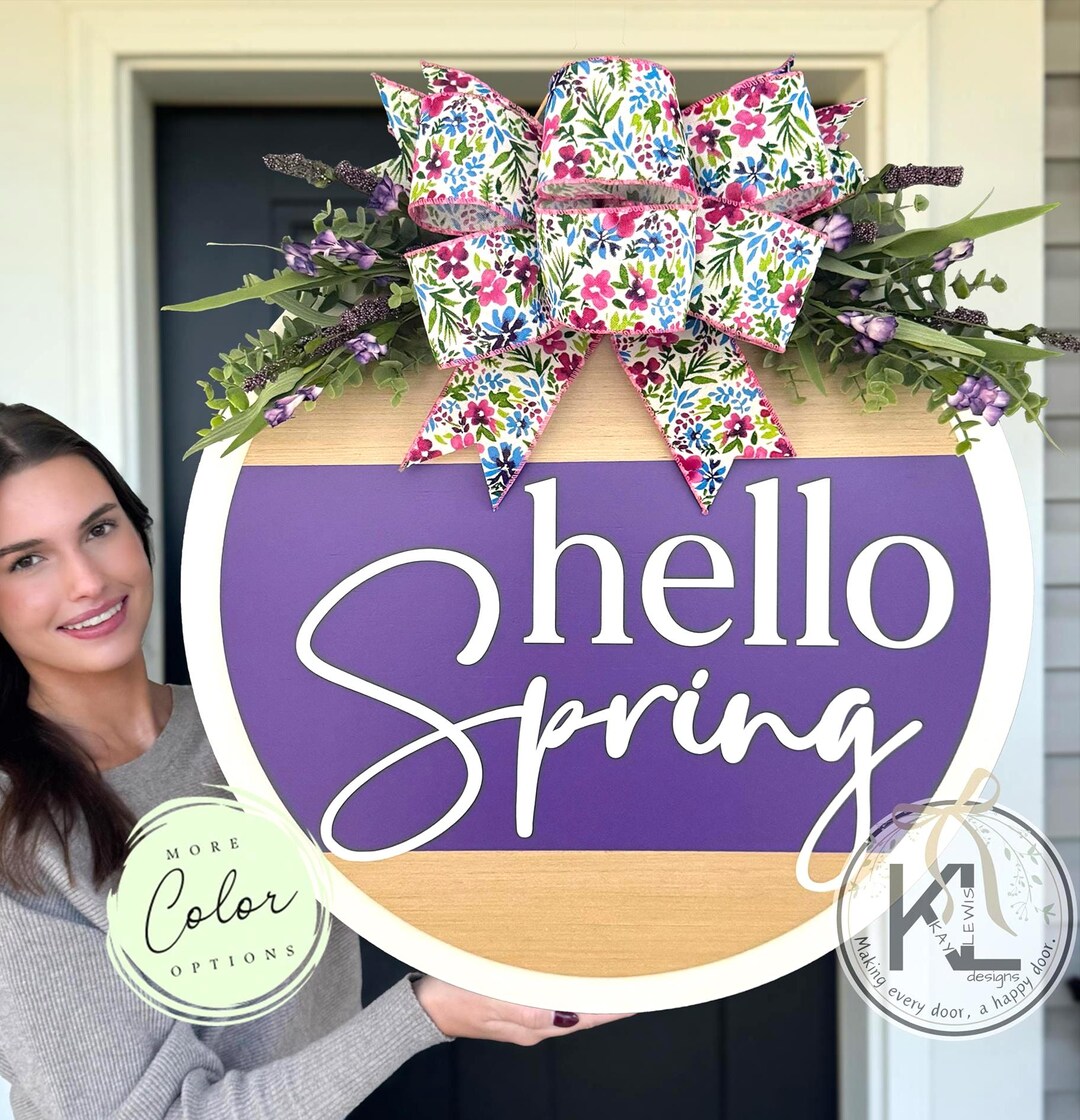Welcome Spring Door Hanger | Front Door Decor | Spring Door Sign ...