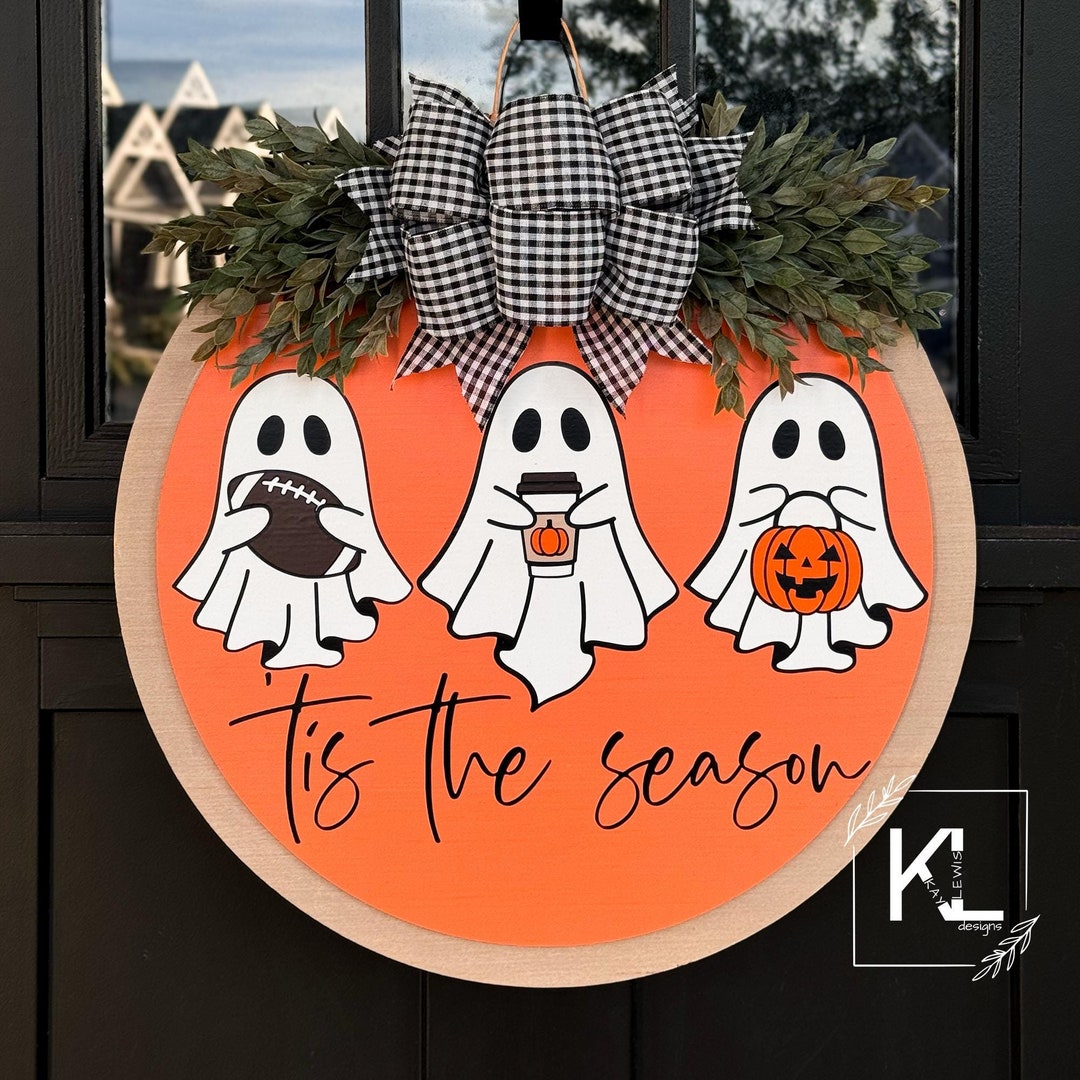 Halloween Front Door Decor | Halloween Wreath | Boo | Ghost | Halloween ...