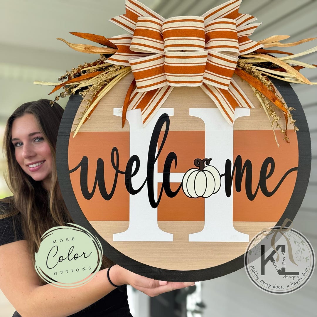 Fall Front Door Decor | Last Name/initial | Fall Wreath | Fall Door ...