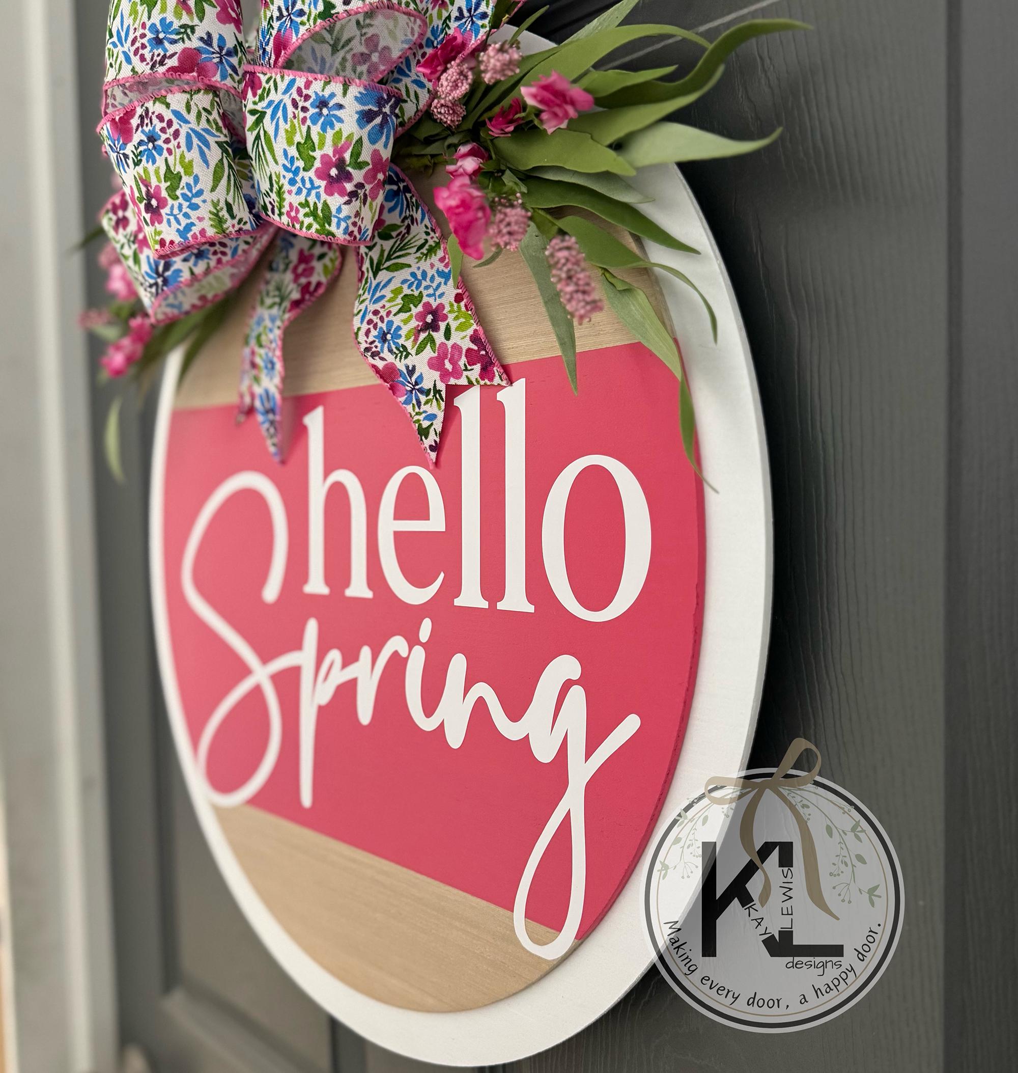 Welcome Spring Door Hanger | Front Door Decor | Spring Door Sign ...