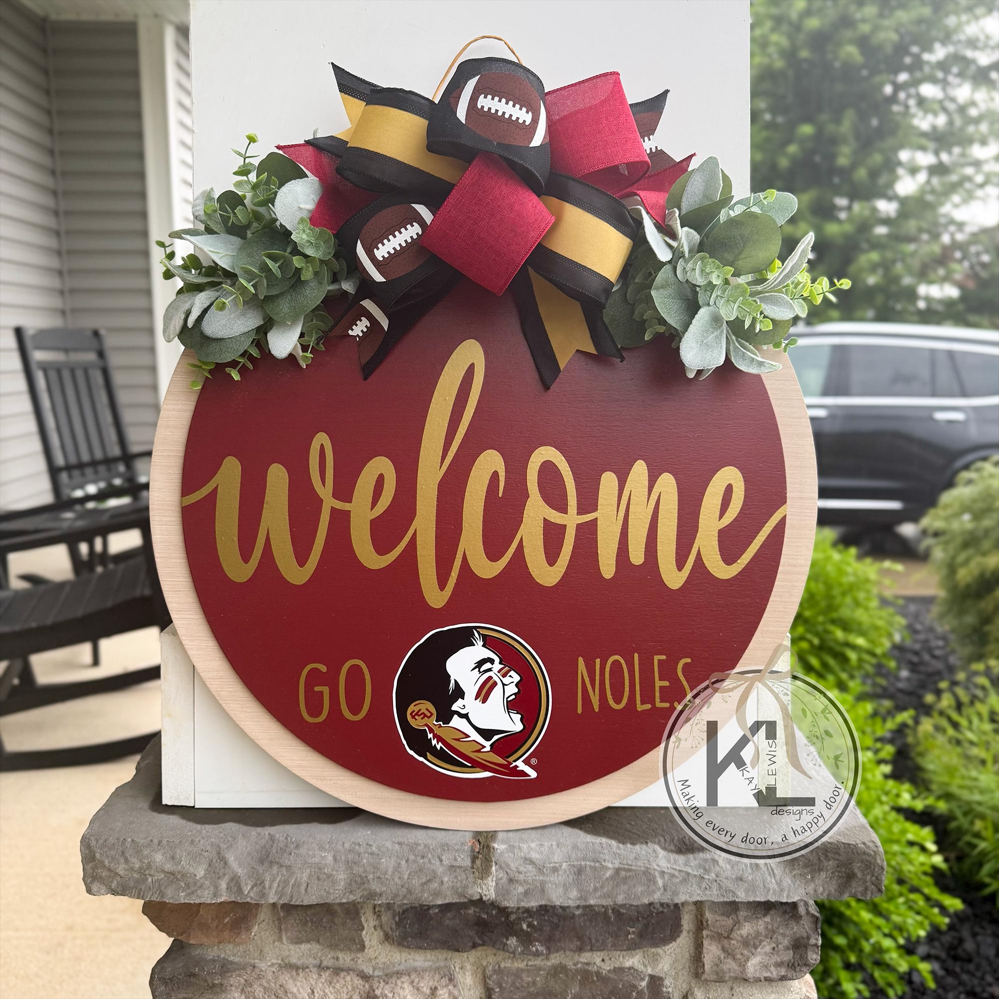 Florida State Front Door Decor | Noles Sign | FSU Wreath | Football ...