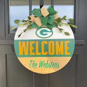 Green Bay Welcome Sign Front Door Decor Green Bay Packers Front Door ...
