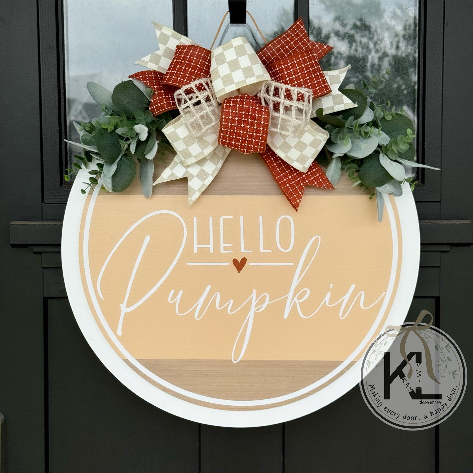 Fall Front Door Decor | Fall Sign | Fall Wreath | Hello Pumpkin | Fall ...