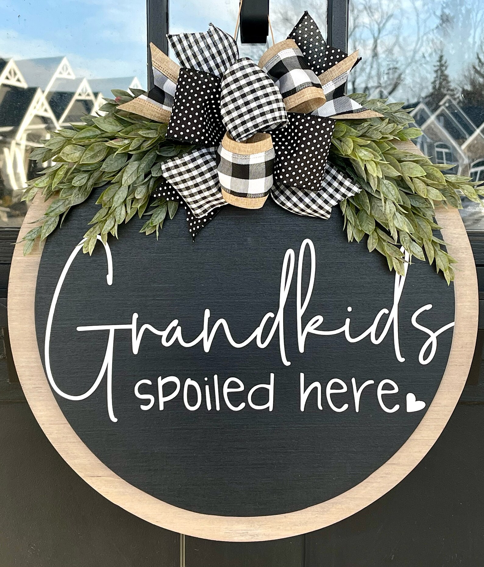 Front Door Decor | Front Door Wreath | Grandkids Spoiled Here | Door ...