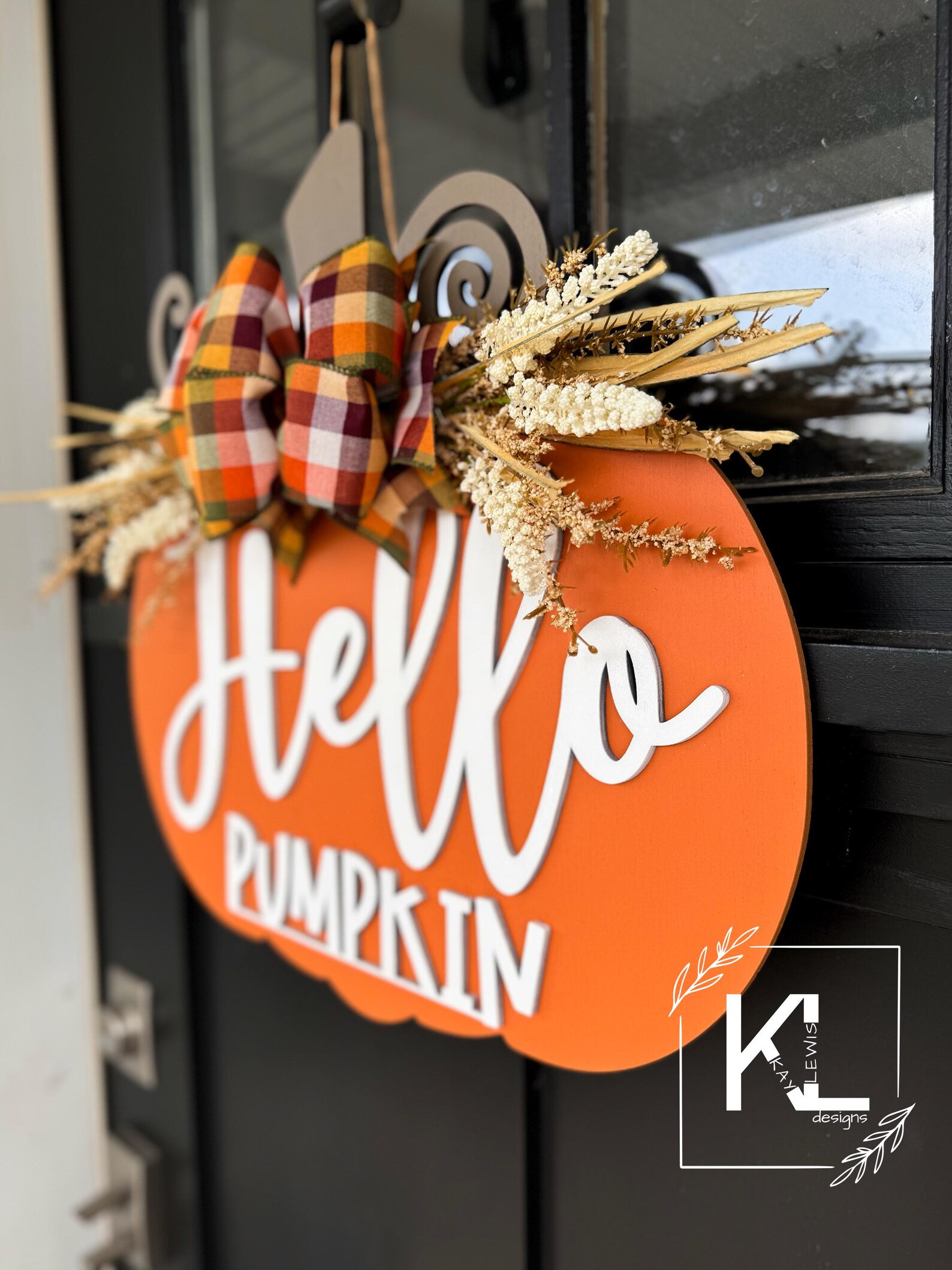 Fall Front Door Decor | Fall Sign | Fall Wreath | Hello Pumpkin | Fall ...