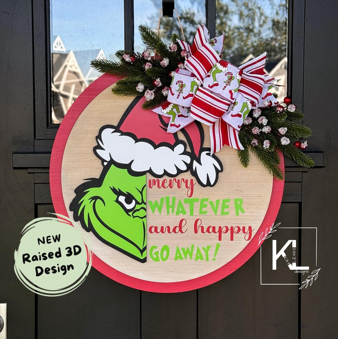 Grinch Door Sign | Christmas Front Door Decor | Grinch Wreath | Grinch ...