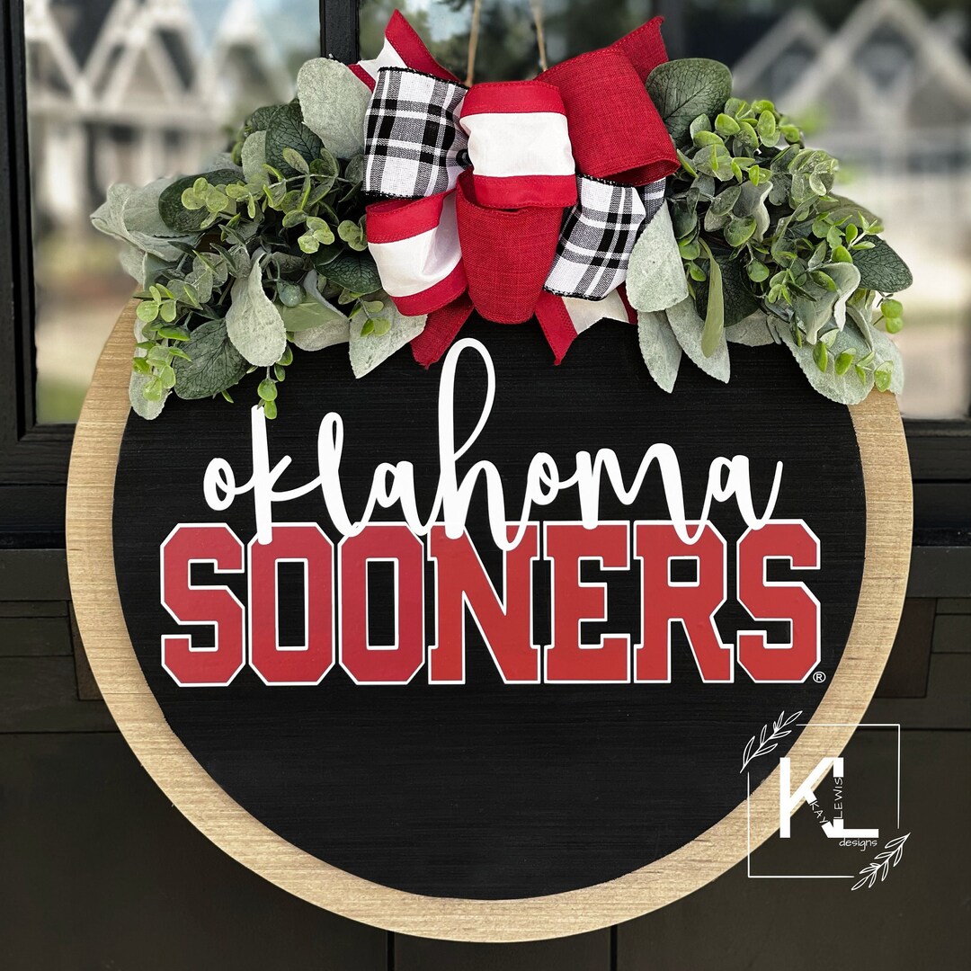 Oklahoma Sooners Front Door Decor Boomer Sooner Sign OU Wreath OU Door ...