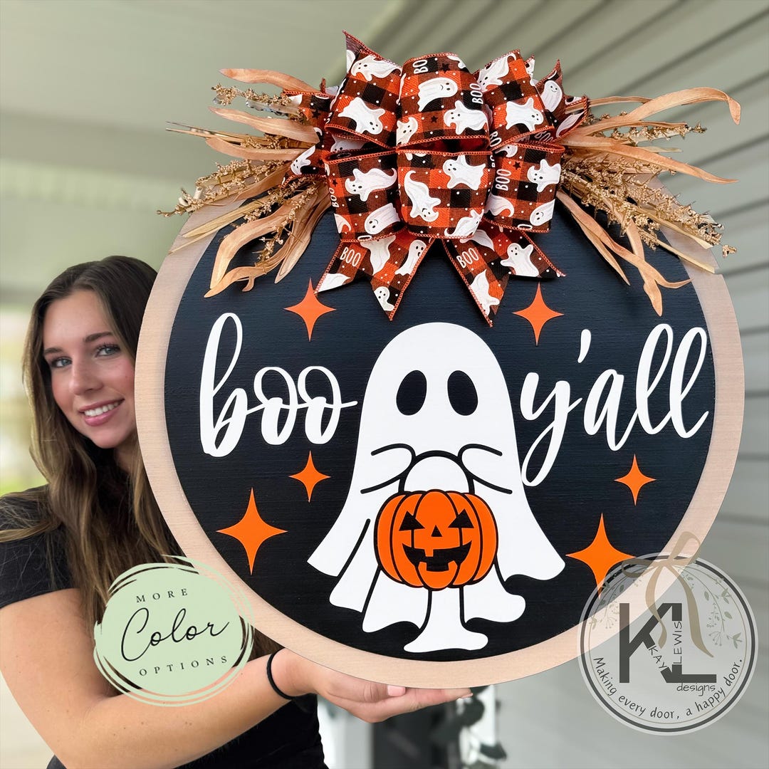 Halloween Front Door Decor | Halloween Wreath | Boo Y'all | Ghost ...