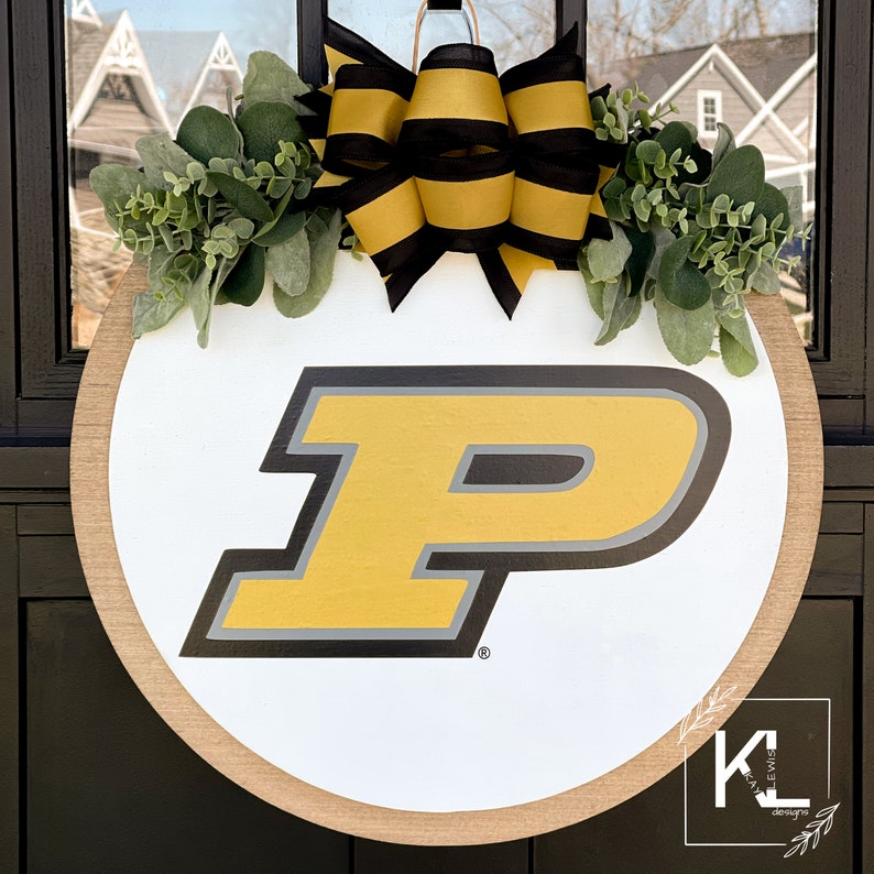 Purdue Front Door Decor | Boilermakers Sign | Purdue Wreath | Football ...