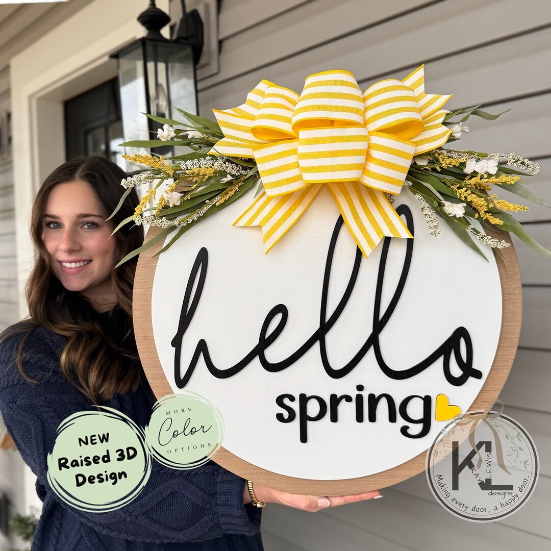 Hello Spring Door Hanger | Front Door Decor | Spring Door Sign | Spring ...