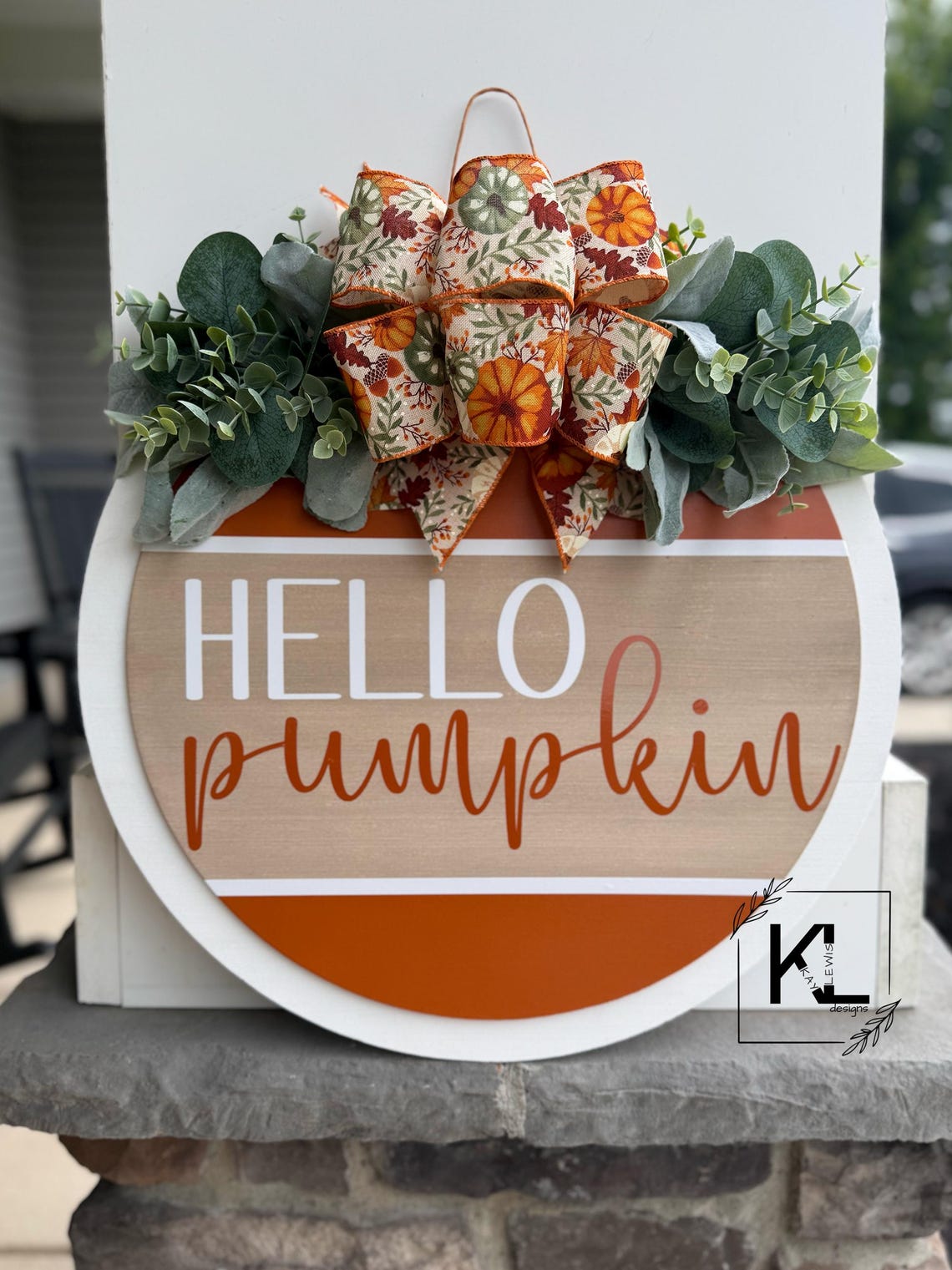 Hello Pumpkin Door Hanger | Front Door Decor | Fall Door Sign | Fall ...