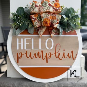 Hello Pumpkin Door Hanger | Front Door Decor | Fall Door Sign | Fall ...