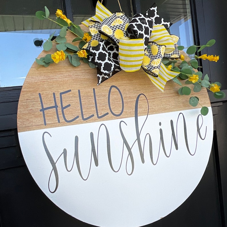 Hello Sunshine Door Hanger | Lemon Front Door Decor | Lemon Door Sign ...