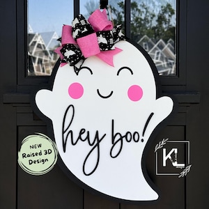 Halloween Front Door Decor | Halloween Wreath | Hey Boo | Halloween ...
