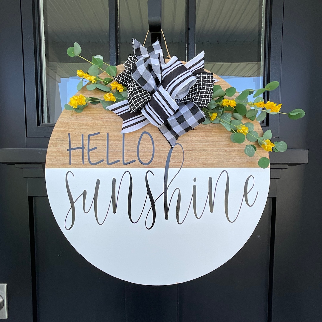 Hello Sunshine Door Hanger | Front Door Decor | Welcome Door Sign ...