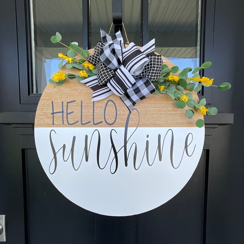 Hello Sunshine Door Hanger Front Door Decor Welcome Door - Etsy