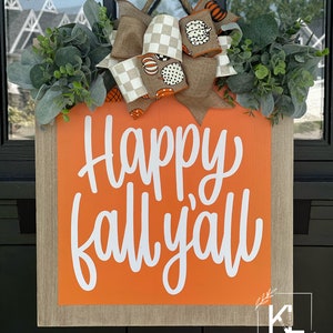 Fall Front Door Decor | Happy Fall Y'all | Fall Front Door Sign | Fall ...
