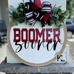 Oklahoma Sooners Front Door Decor | Boomer Sooner Sign | OU Wreath | OU ...
