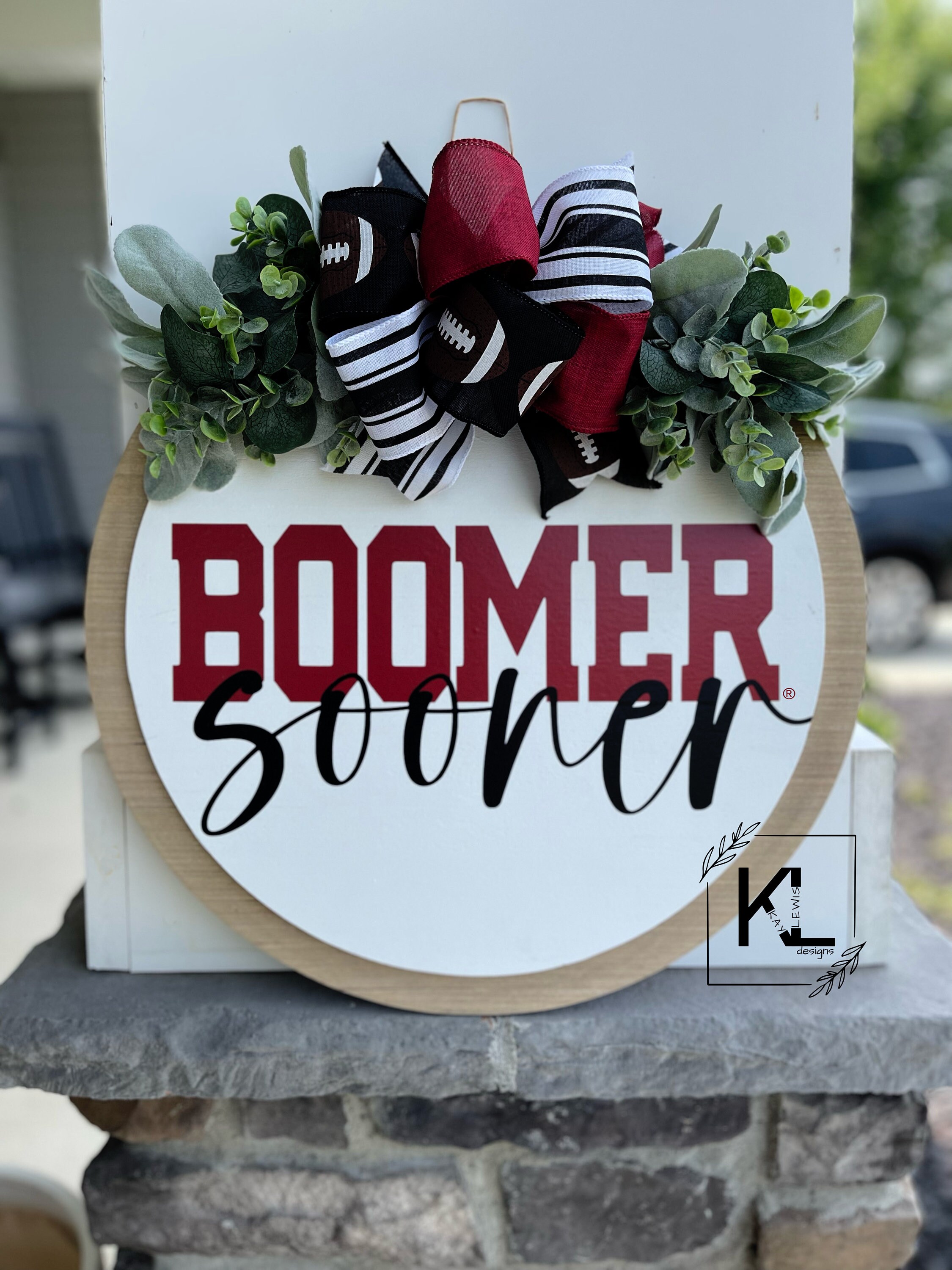 Oklahoma Sooners Front Door Decor | Boomer Sooner Sign | OU Wreath | OU ...