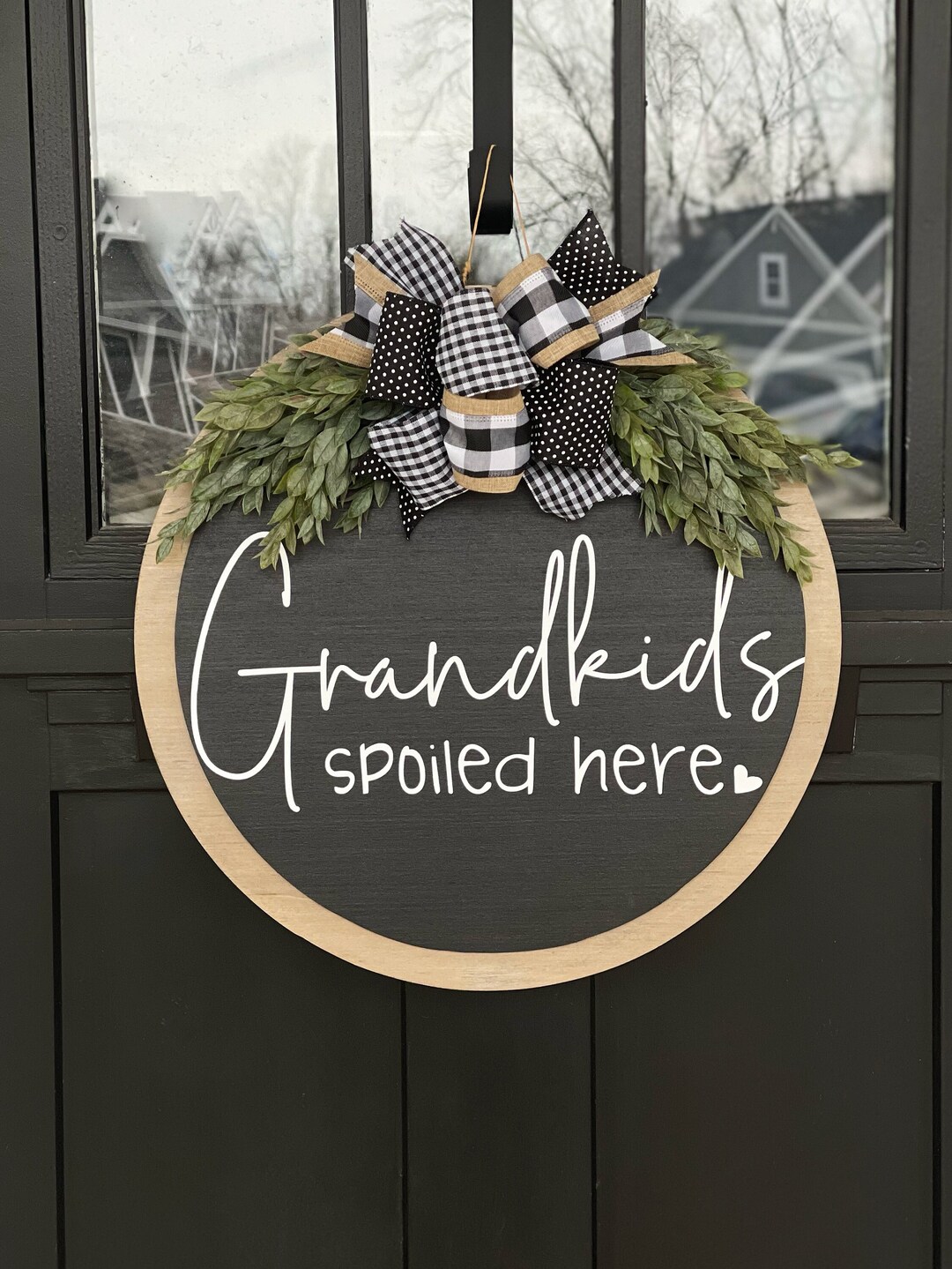 Front Door Decor | Front Door Wreath | Grandkids Spoiled Here | Door ...