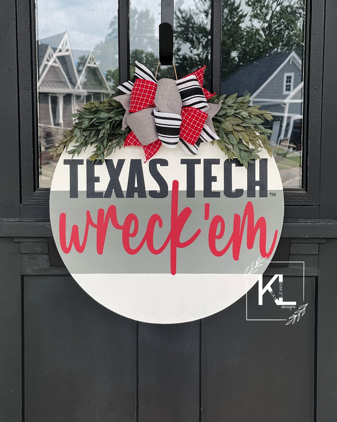 Texas Tech Front Door Decor | Wreck 'em Sign | Texas Raiders Wreath ...