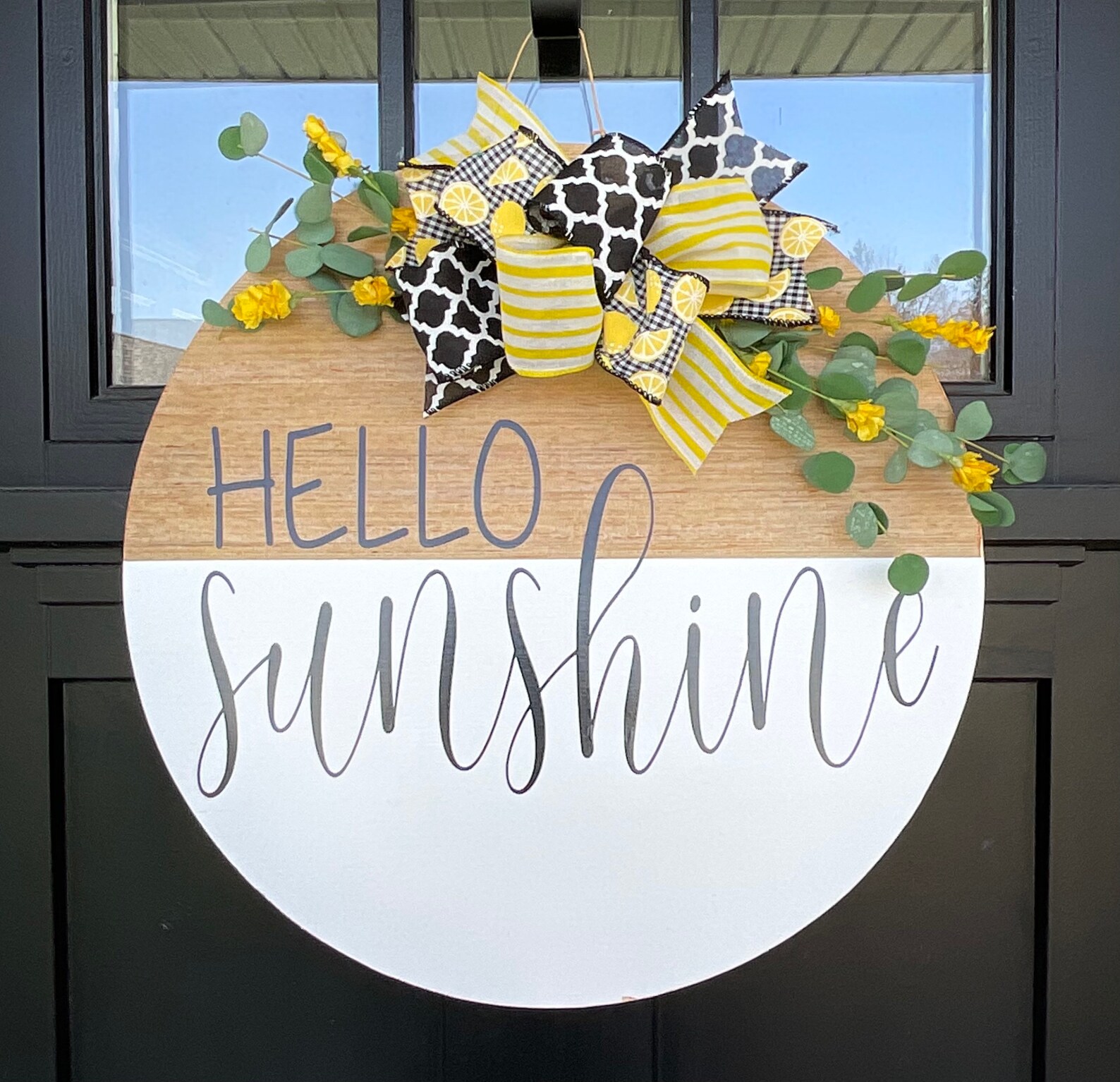 Hello Sunshine Door Hanger | Front Door Decor | Welcome Door Sign ...