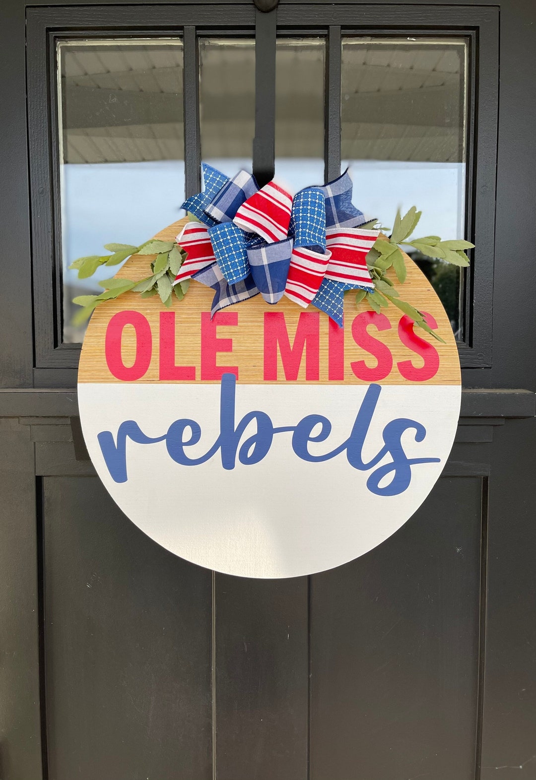 Ole Miss Door Wreath Front Door Decor Rebels Door Hanger Front Door ...