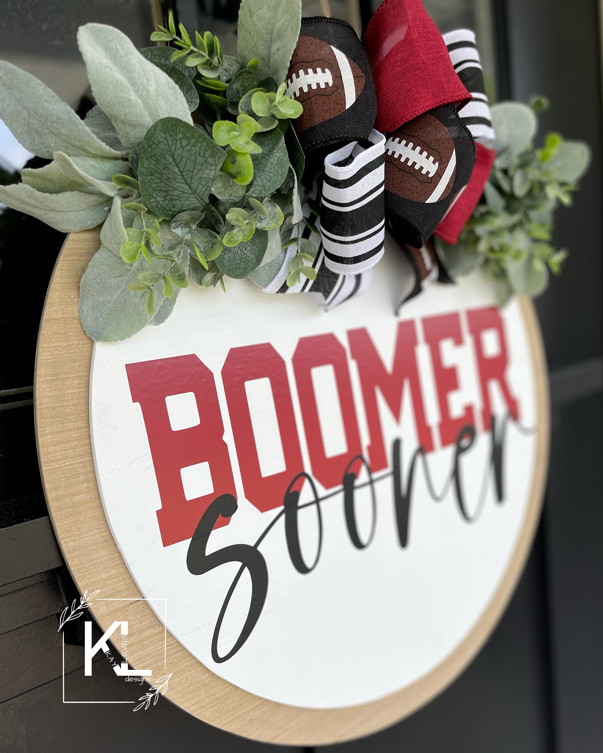 Oklahoma Sooners Front Door Decor | Boomer Sooner Sign | OU Wreath | OU ...