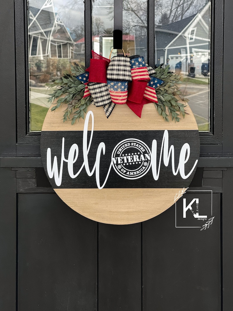 Veteran Door Hanger | Military Wreath | Army Sign | Patriotic Decor ...