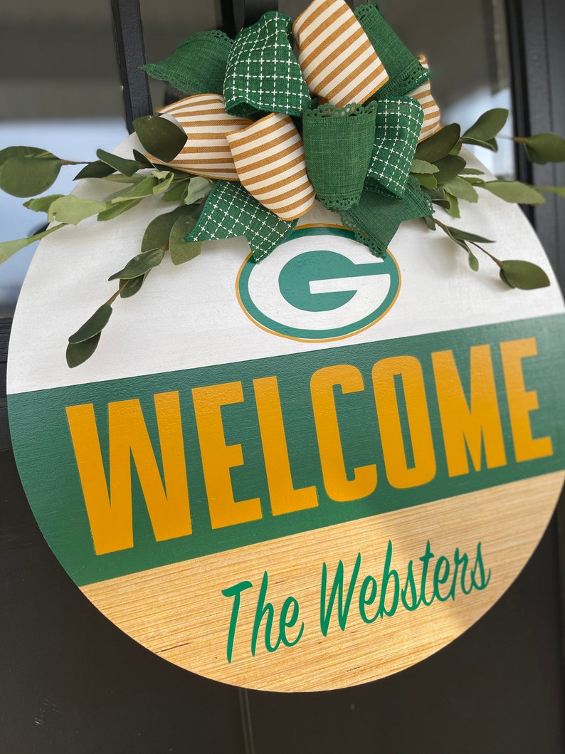 Green Bay Welcome Sign Front Door Decor Green Bay Packers - Etsy