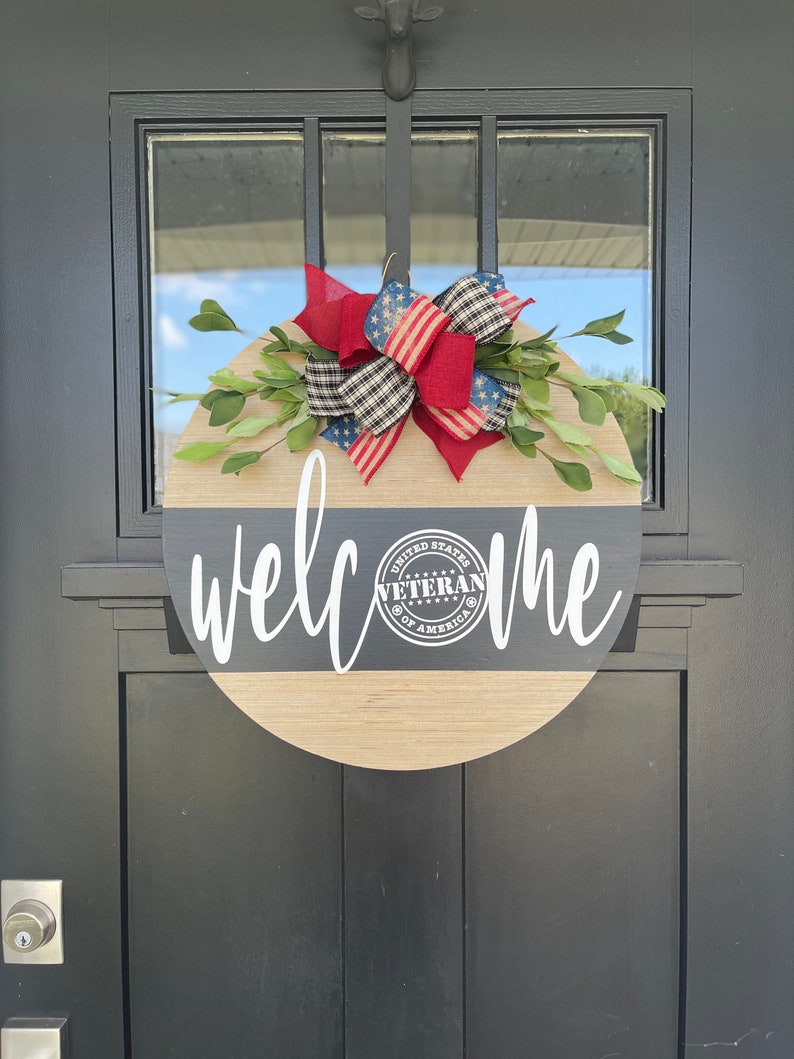 Veteran Door Hanger | Marine Sign | Army Sign | Patriotic Decor | Front ...