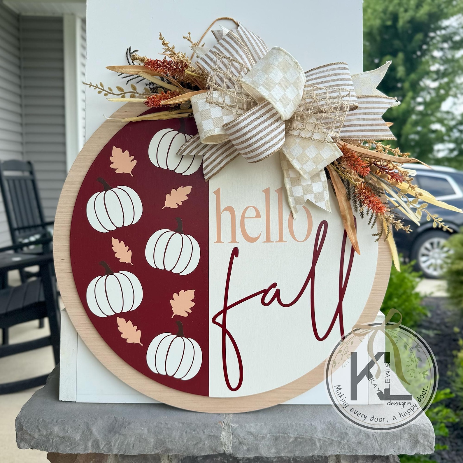 Fall Front Door Decor | Hello Pumpkin | Fall Wreath | Fall Door Hanger ...