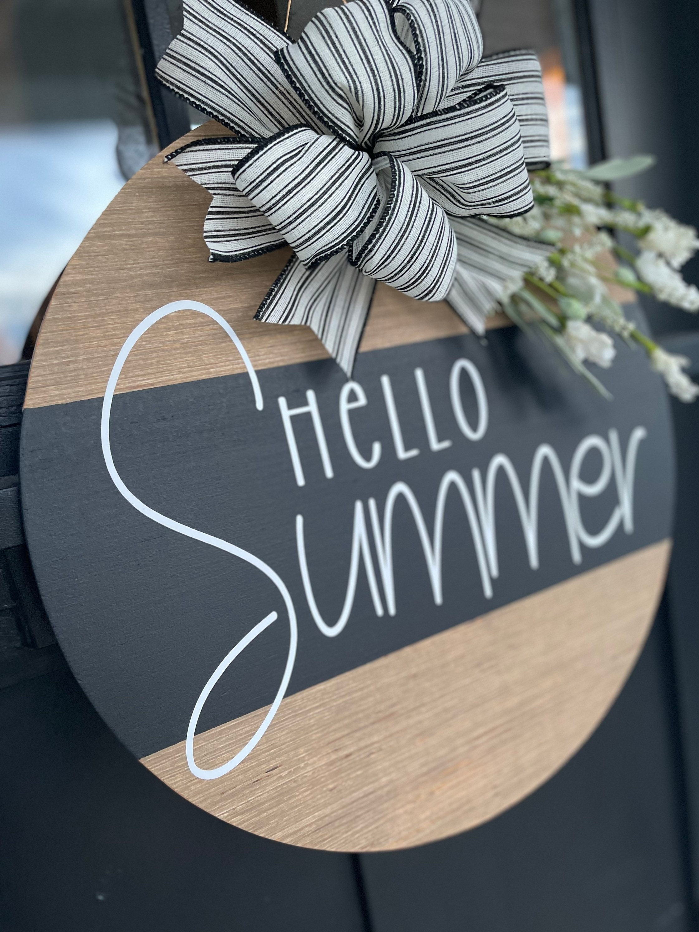 Hello Summer Door Hanger Hello Summer Door Sign Hello - Etsy