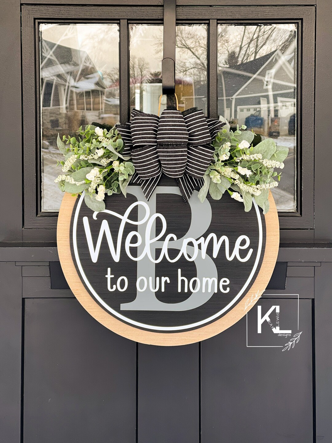 Front Door Decor | Last Name/initial | Monogram Wreath | Front Door ...