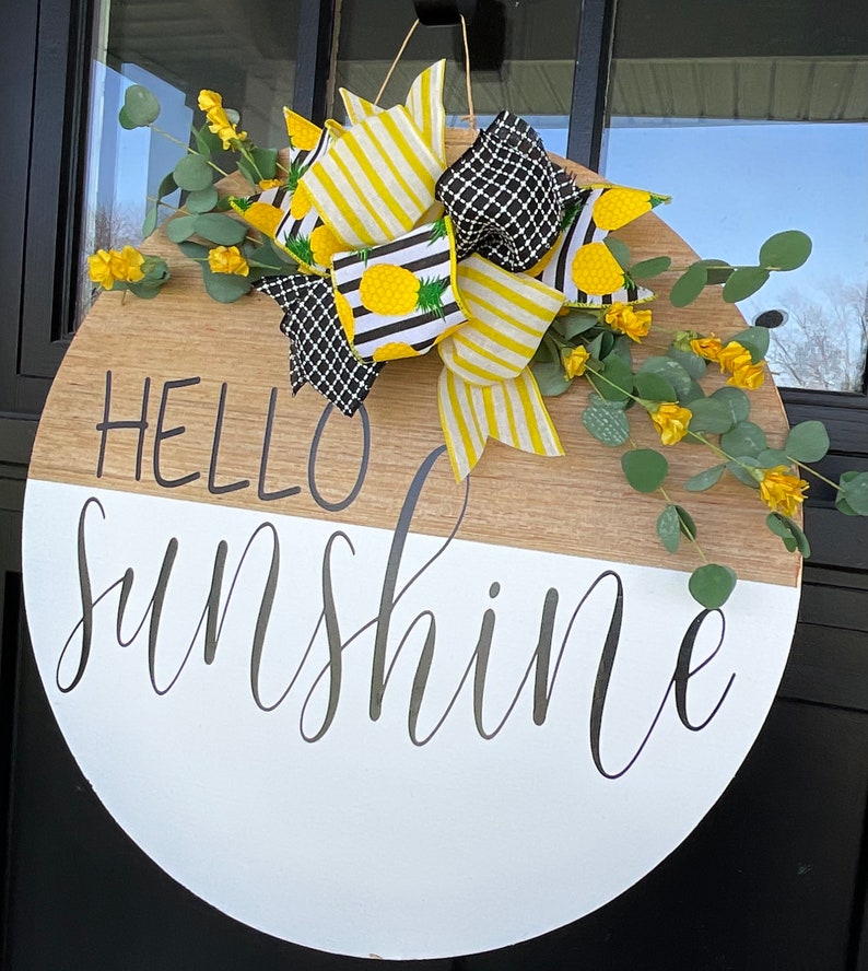 Hello Sunshine Door Hanger Pineapple Front Door Decor - Etsy