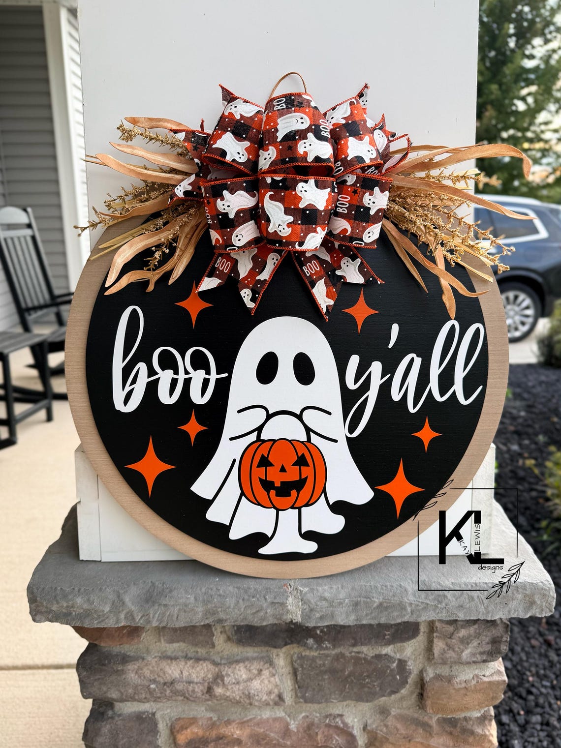 Halloween Front Door Decor | Halloween Wreath | Boo Y'all | Ghost ...