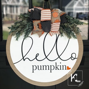 Hello Pumpkin Door Hanger | Front Door Decor | Fall Door Sign | Fall ...