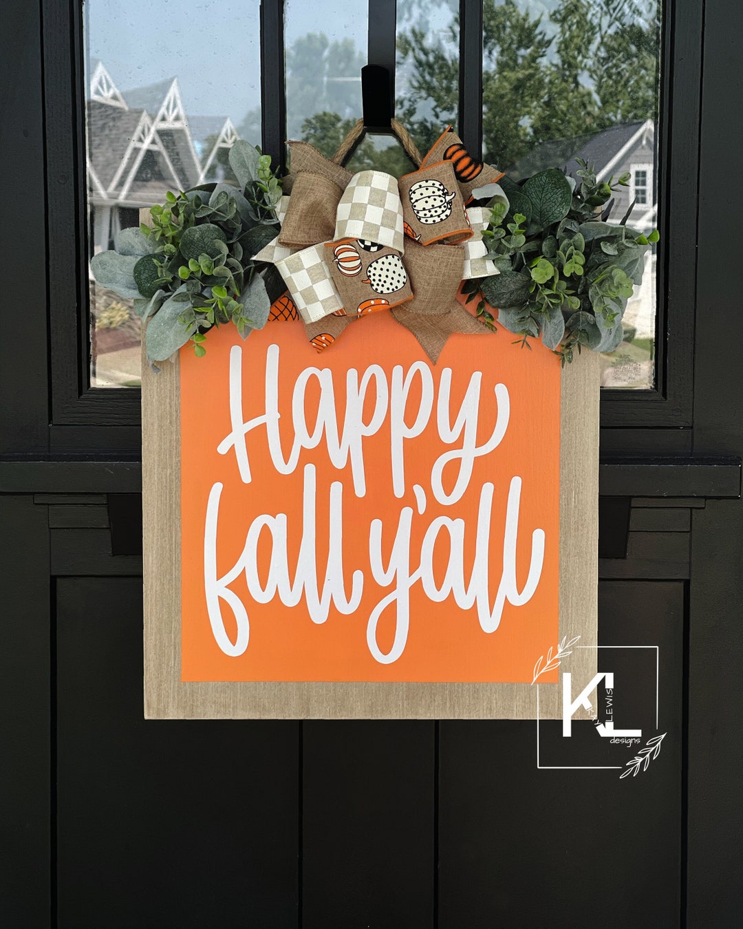 Fall Front Door Decor | Happy Fall Y'all | Fall Front Door Sign | Fall ...