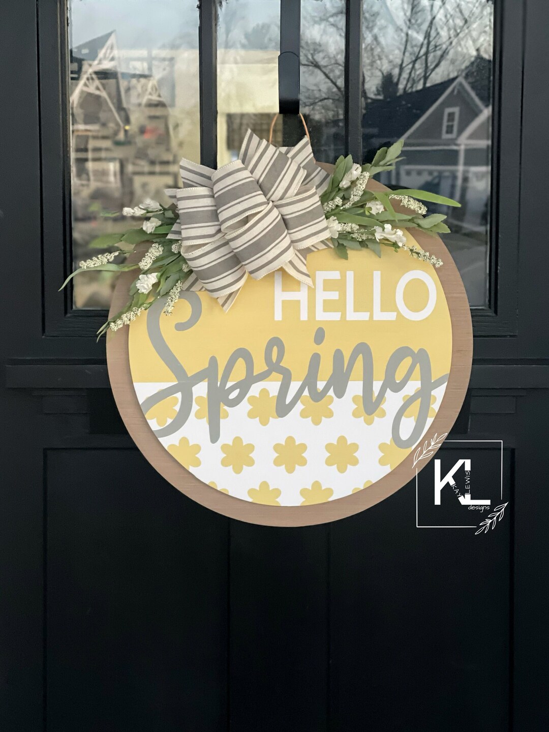 Hello Spring Door Hanger | Front Door Decor | Spring Door Sign | Spring ...