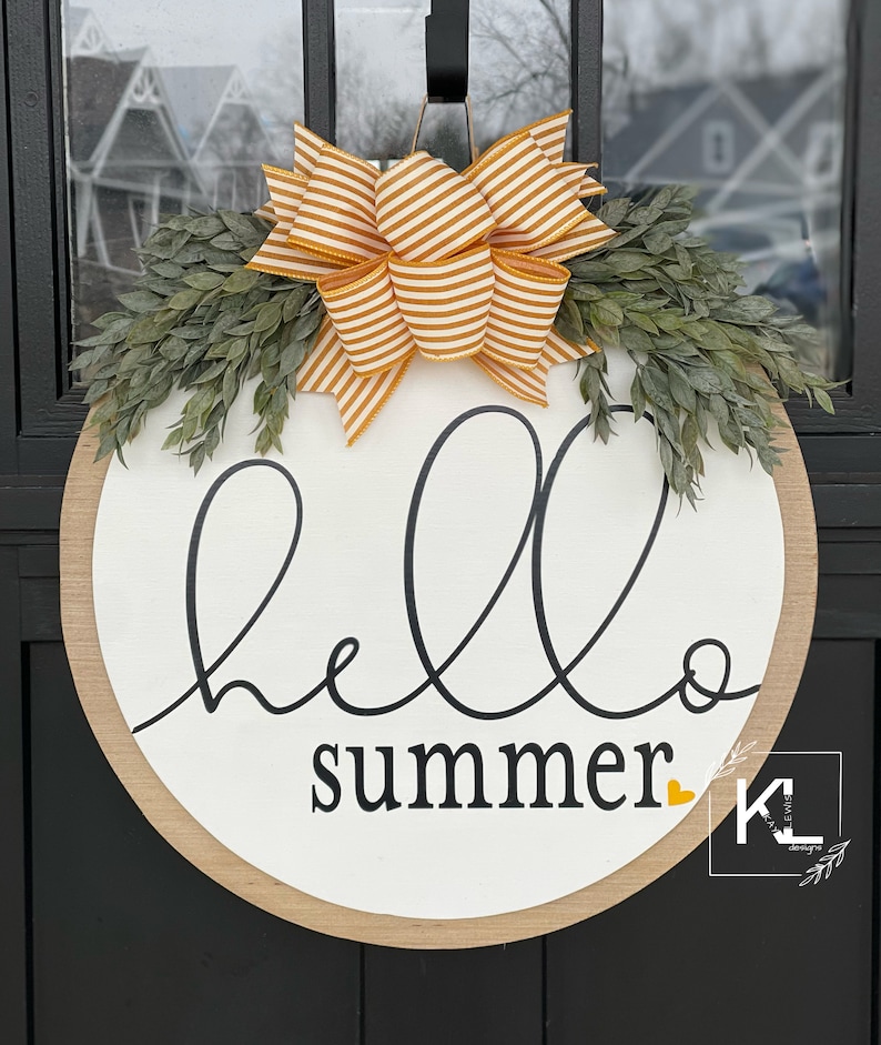 Hello Summer Door Hanger Front Door Decor Summer Door Sign - Etsy