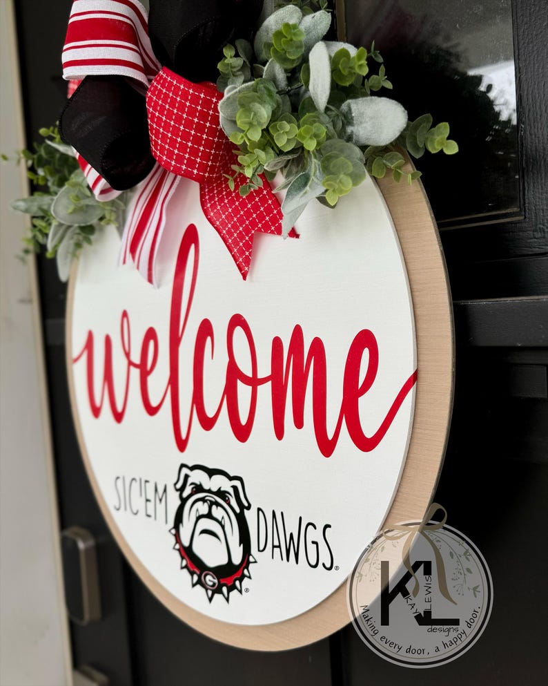 Georgia Door Wreath | Front Door Decor | UGA Door Hanger | Front Door ...